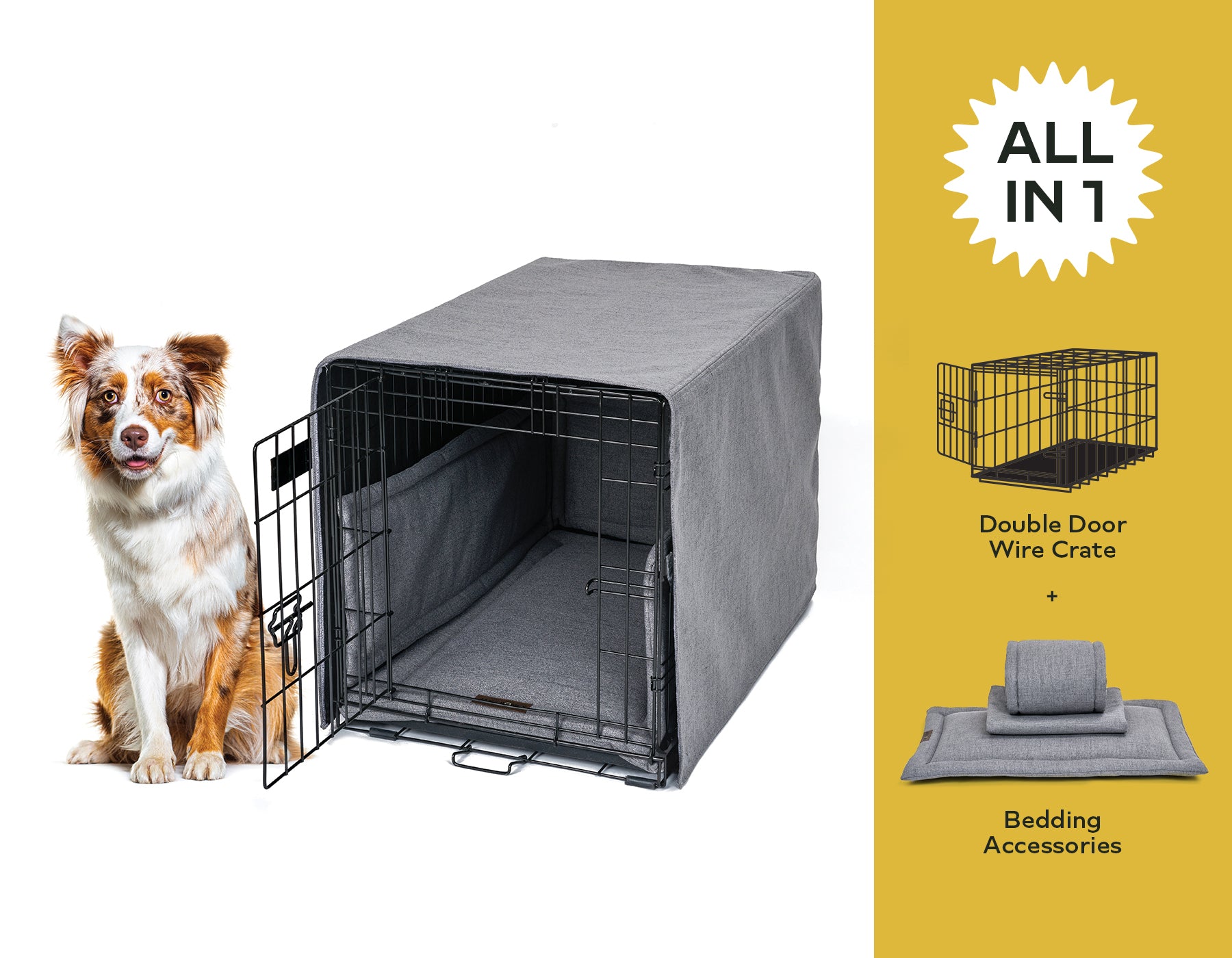 All in 1 Crate Kit Set- 5 pc includes Wire Crate – Jax & Bones